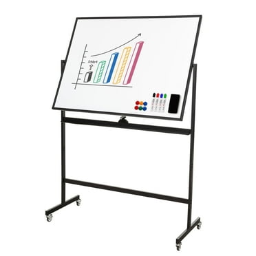 Costway Portable Large Rolling Mobile Whiteboard 40'' x 26'' Adjustable ...