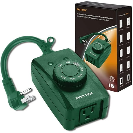 Weatherproof Outdoor Timer with Photocell Light Sensor and Dusk to Dawn ...