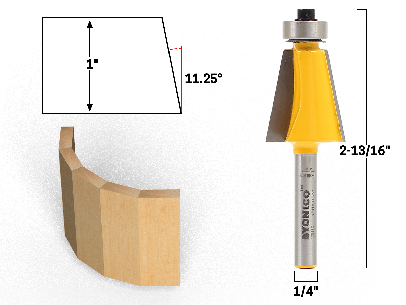 45 Degree Bevel Edge Forming Router Bit - 1/4" Shank - Yonico 13915q ...