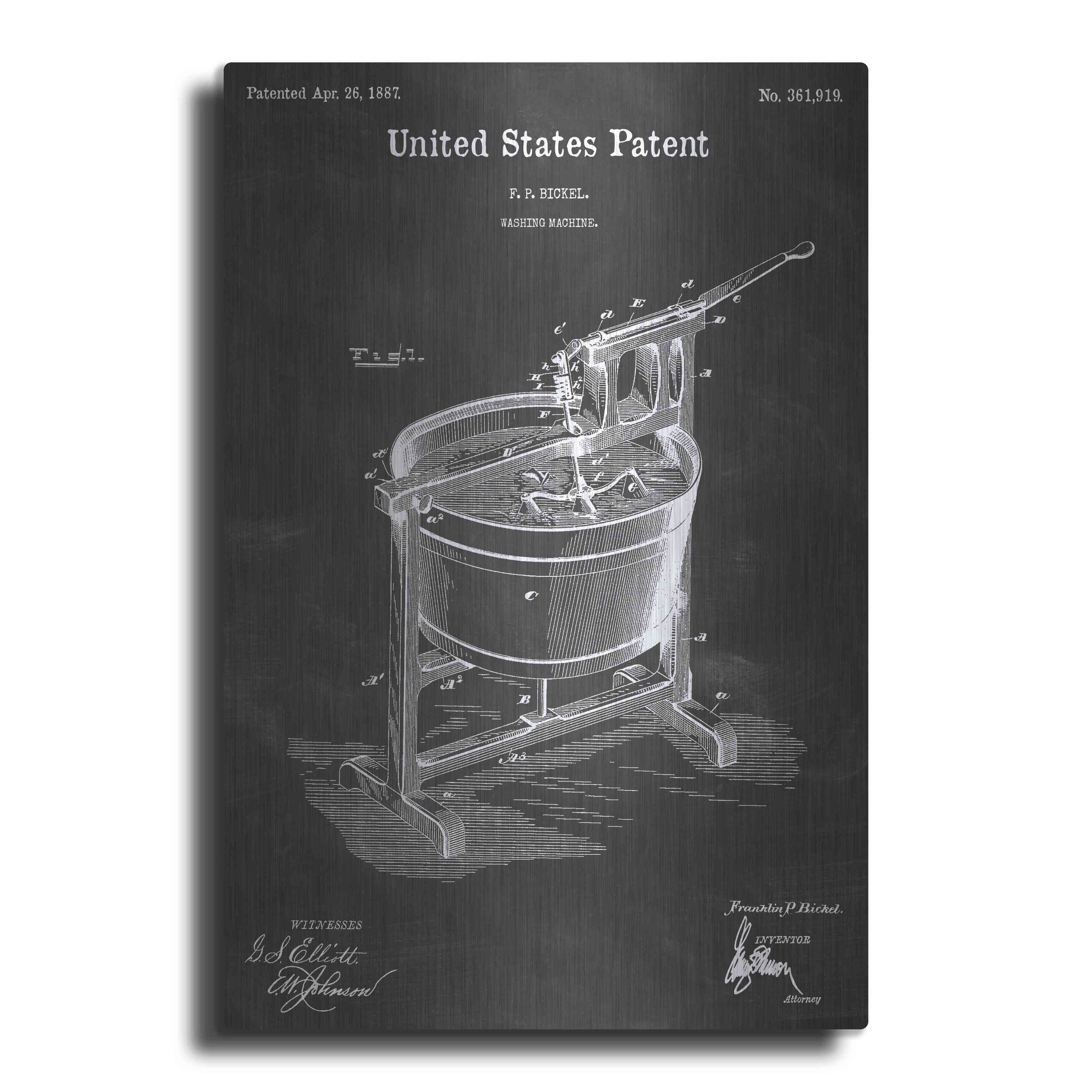 Luxe Metal Art 'Washing Machine Vintage Patent Blueprint' by Epic ...