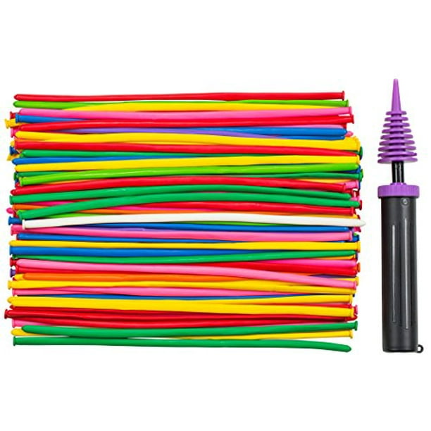 100 Twisting Balloons with Hand Pump- Double Action Pump for sculpting ...