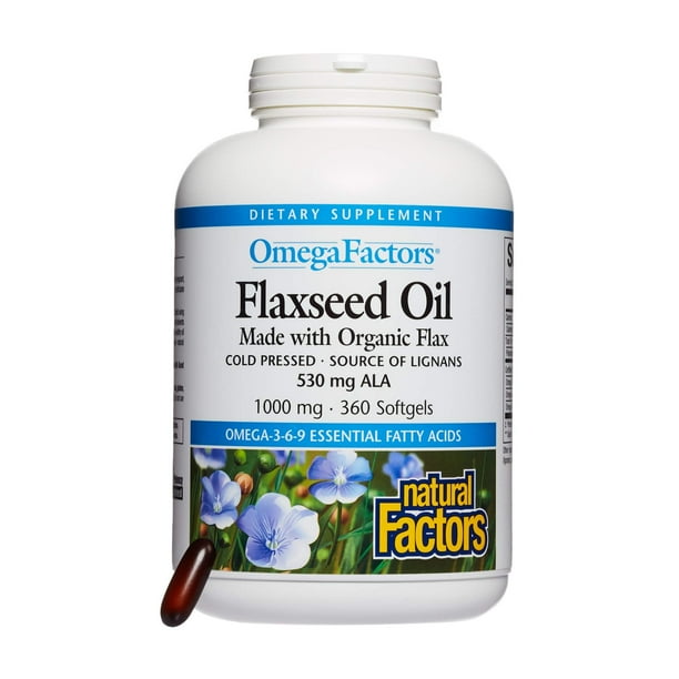 Complementa el aceite de linaza Omega Factors de Natural Factors 360 ...