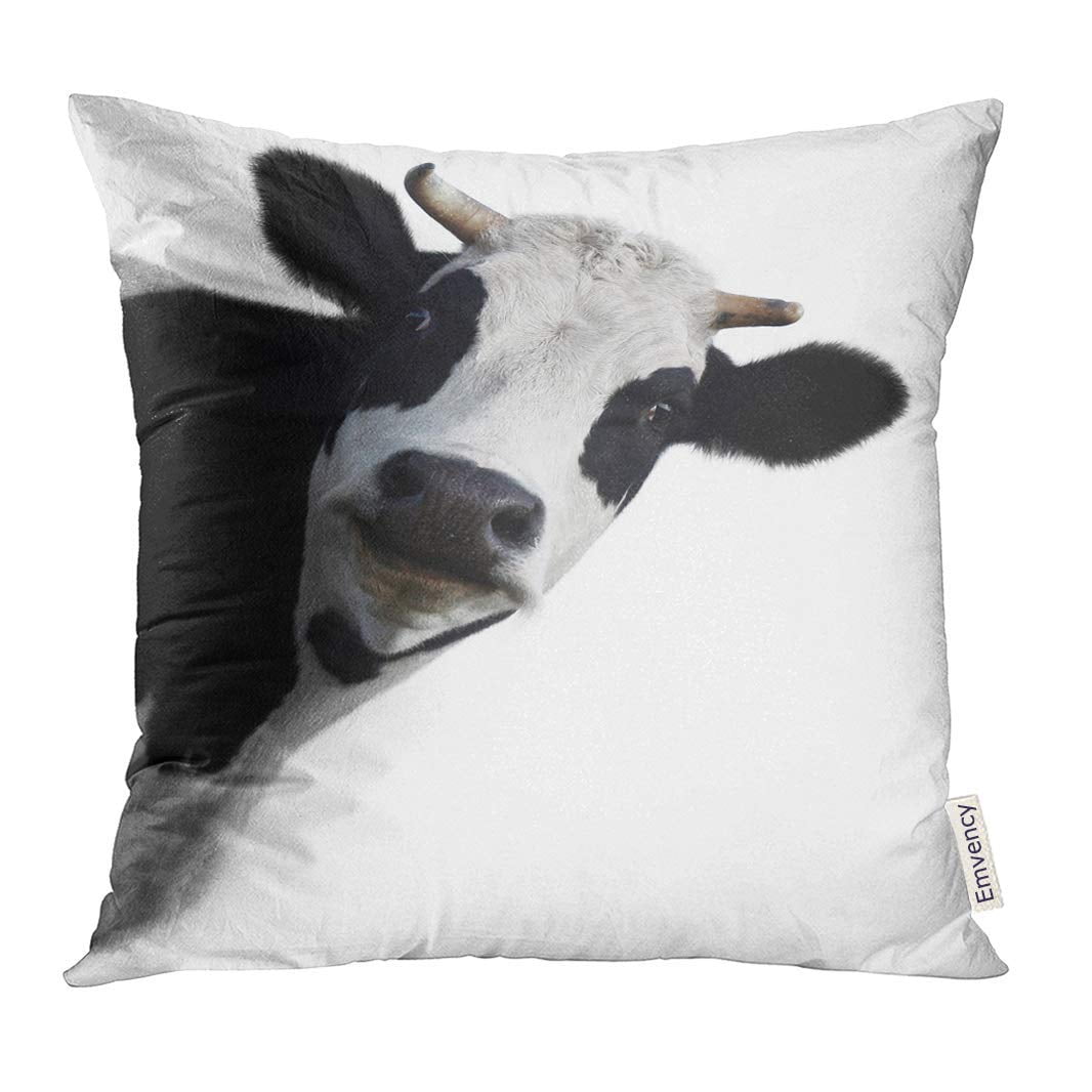 CMFUN Dairy Funny Cow White Crazy Animal Face Farm Pillow Case 20x20 ...