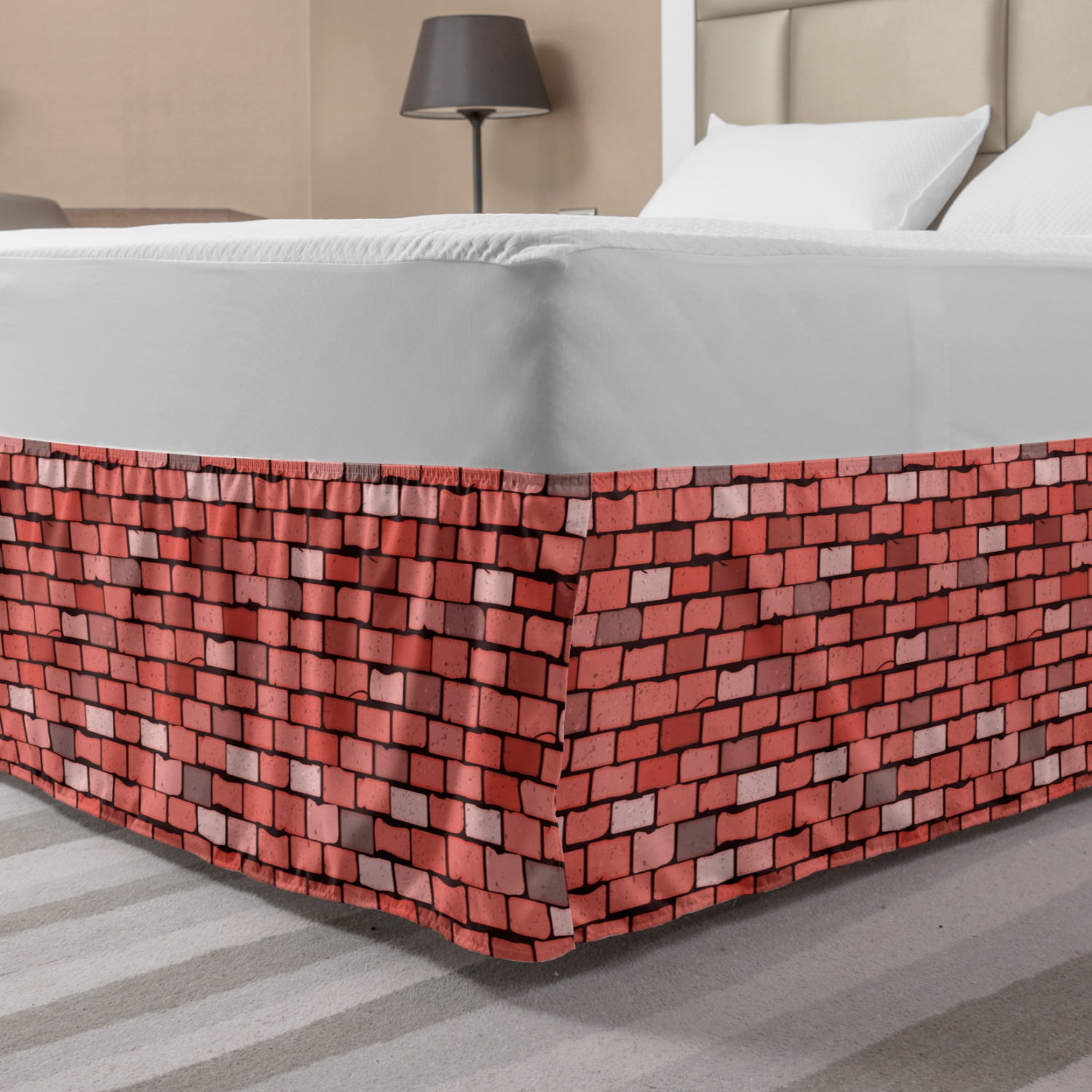 Brick Bed Skirt, Cartoon Style Blocks Rectangular Street Wall Rustic ...