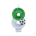 Birthday Candle, Glitter Green Soccer Number 0-9 Candle, Sports Theme ...