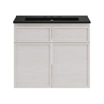 Cascade 24" Wall-Mounted Bathroom Vanity in Green Oak with Black 3-Hole ...