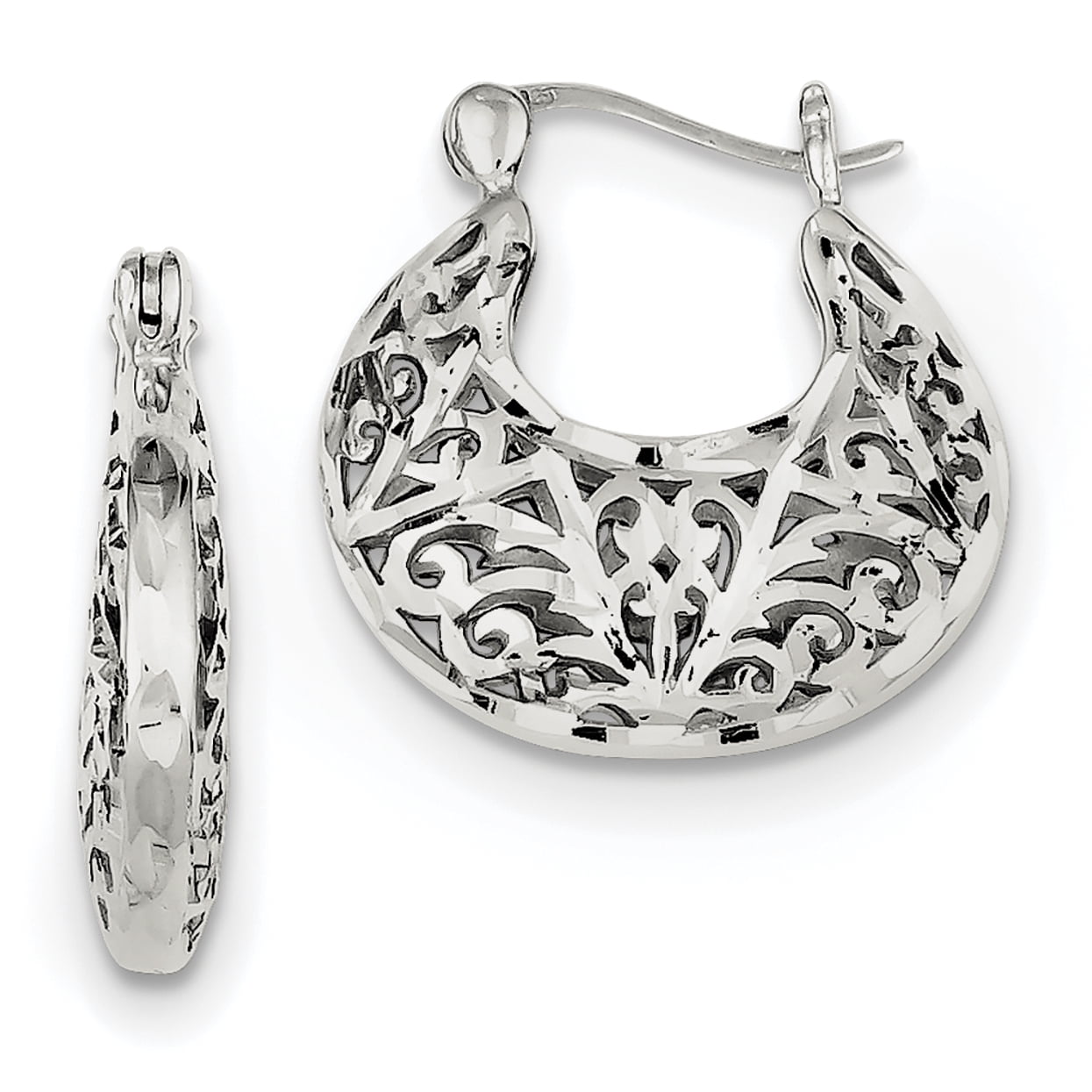 Primal Silver Sterling Silver Polished Filigree Hoops - Walmart.com