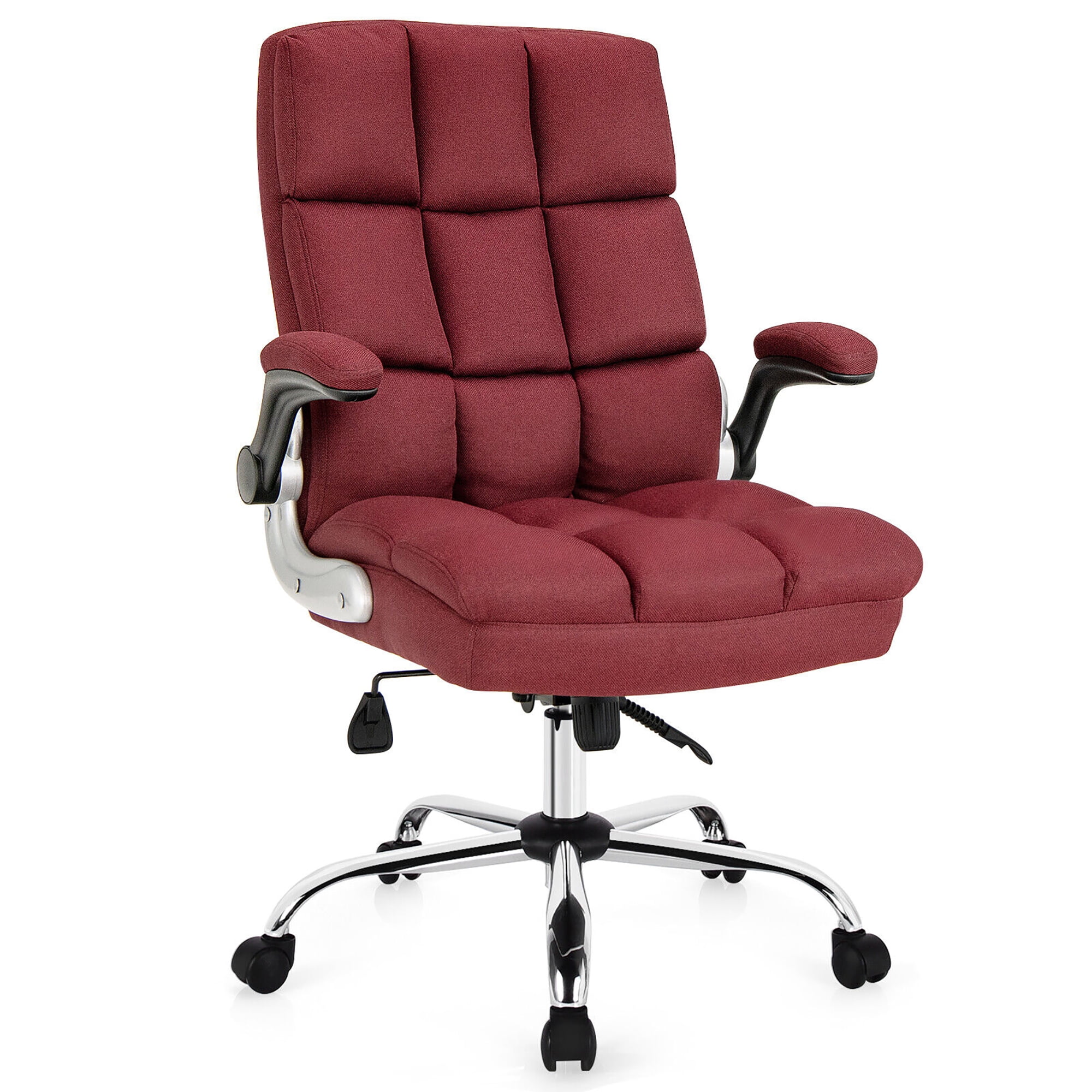 Gymax High Back Big & Tall Office Chair Adjustable Swivel w/ Flip-up ...