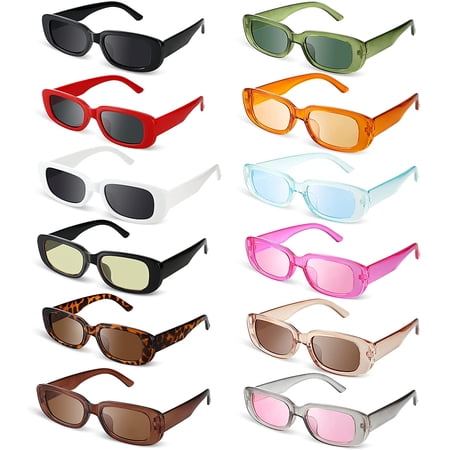 12 Pairs Small Rectangle Sunglasses Retro Driving Glasses 90's Vintage ...