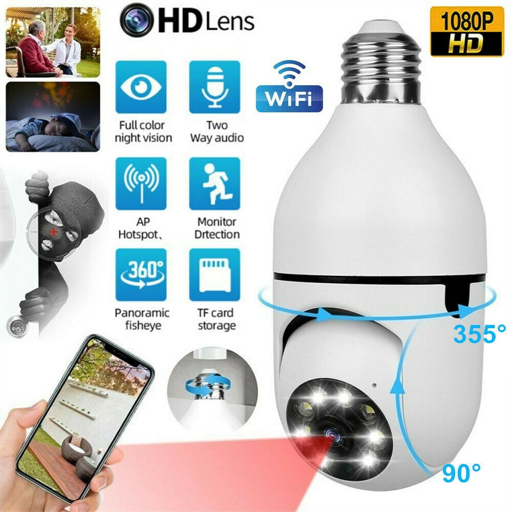 HD 1080P E27 Light Bulb IP Camera WiFi IR Night Smart Home Wireless ...