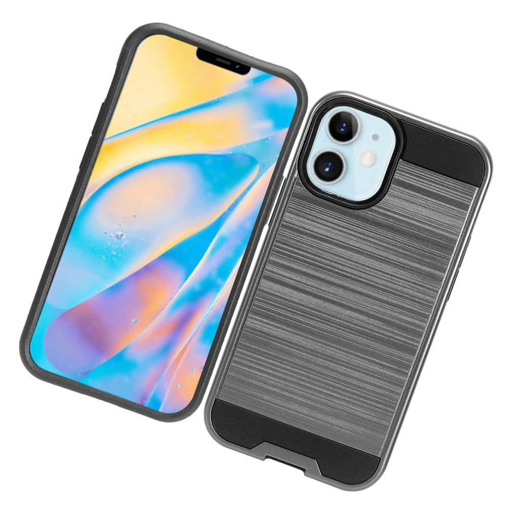 Apple iPhone 12 Mini (5.4") Phone Case Brushed Texture Slim Hybrid ...