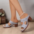 Bkhluea Women Block Heel Slide Sandals Cutout Rivet Shoes Comfortable ...