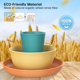 GPED Wheat Straw Dinnerware Sets, 48 Pcs, Lightweight, Reusable ...