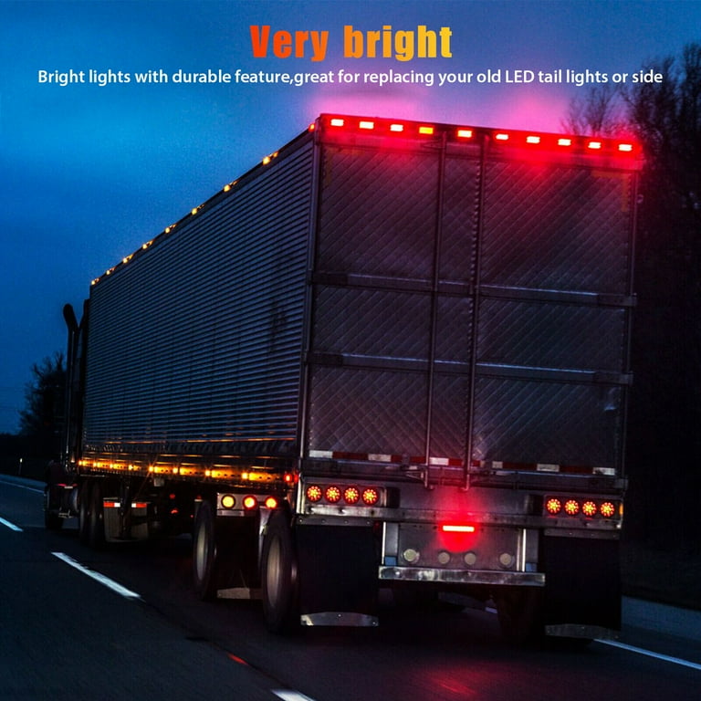 2x 4 Round Red Amber 16 LED Truck Trailer RV Brake Stop Turn Signal Tail Lights Walmart