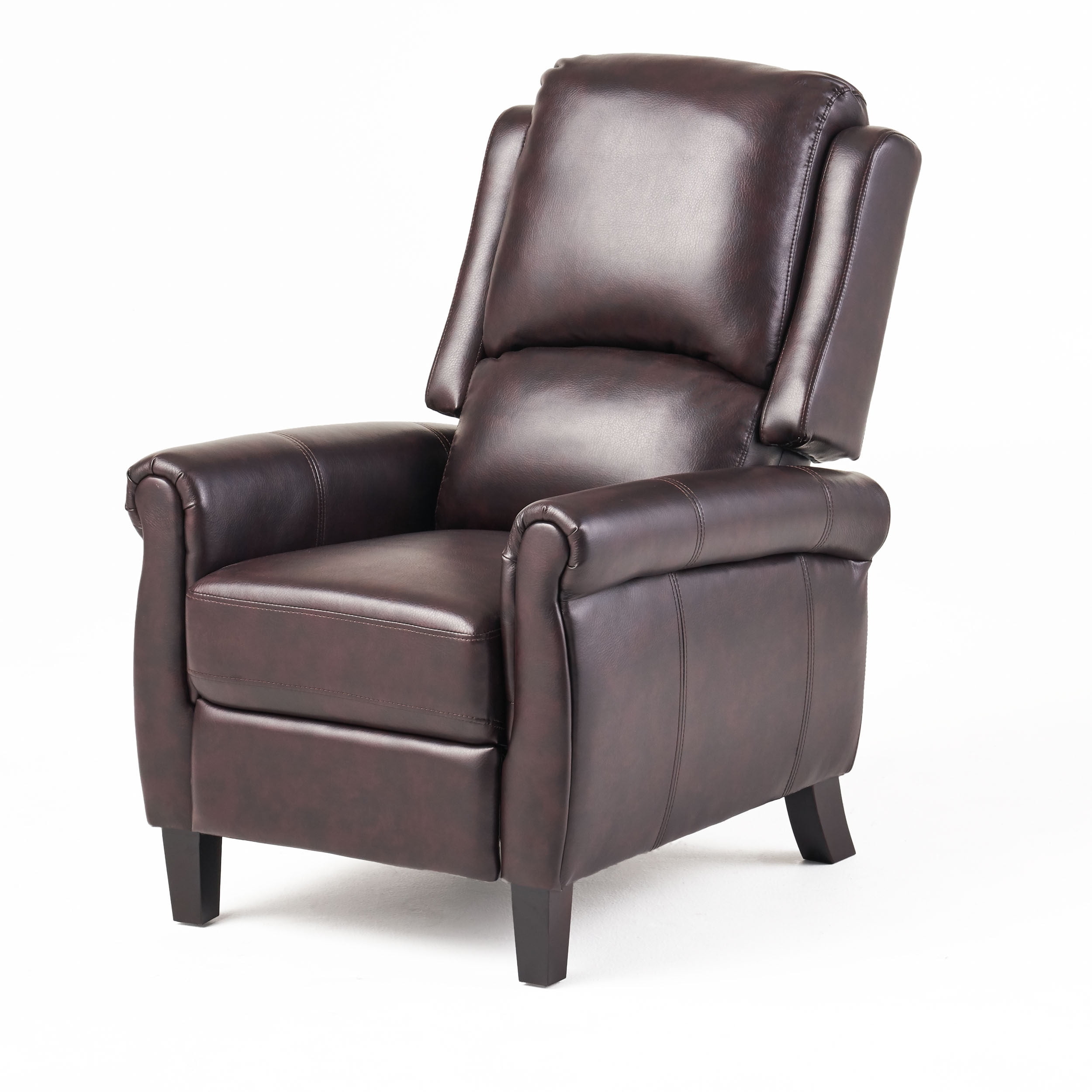 GDF Studio Memphis Standard Leather Recliner Club Chair, Brown ...