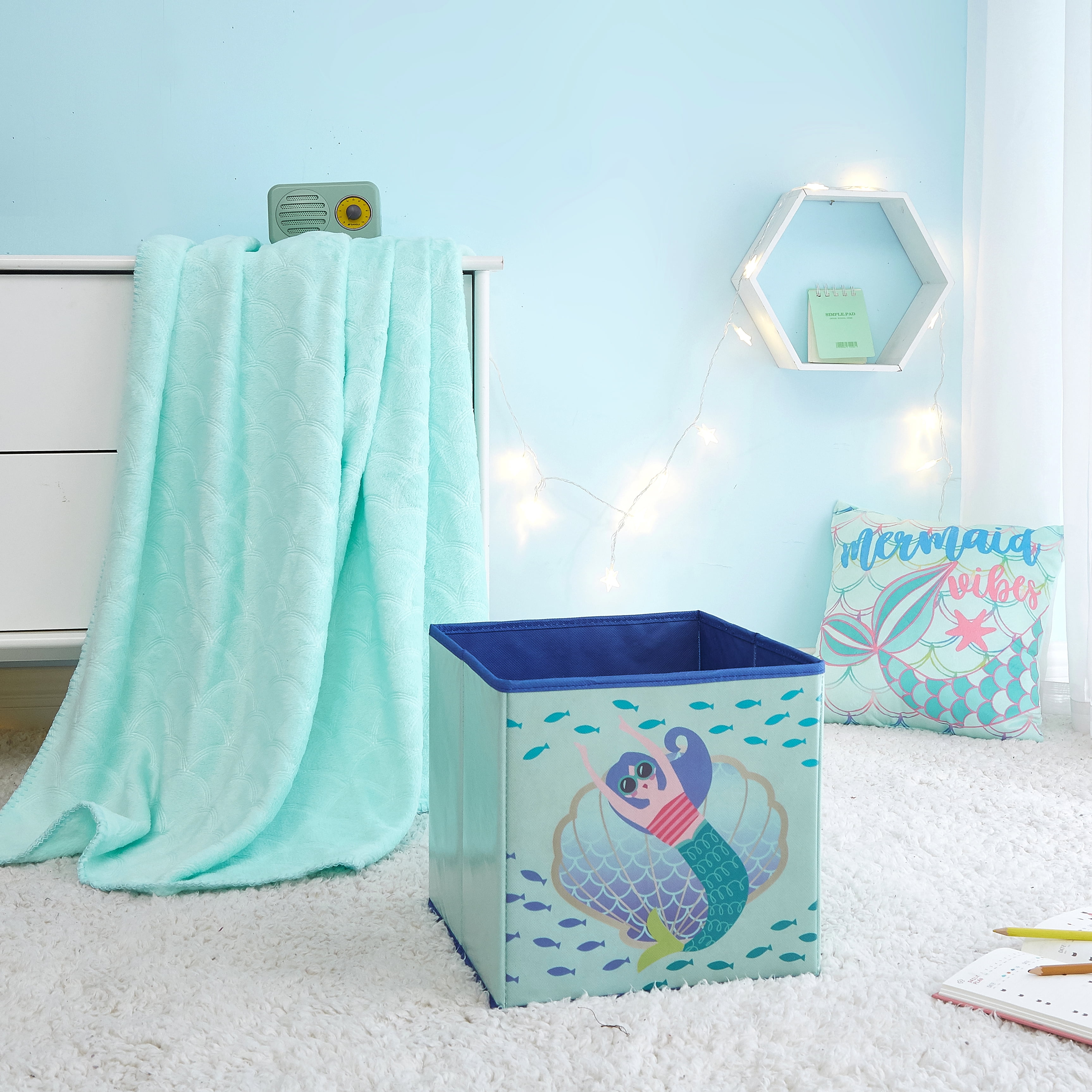 Your Zone Mermaid Set for Kids, 3 Pieces Includes Storage cube, Throw ...