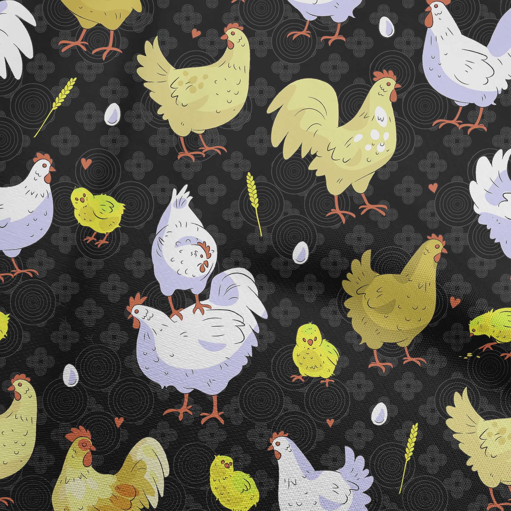 oneOone Viscose Chiffon Black Fabric Hen Dress Material Fabric Print ...