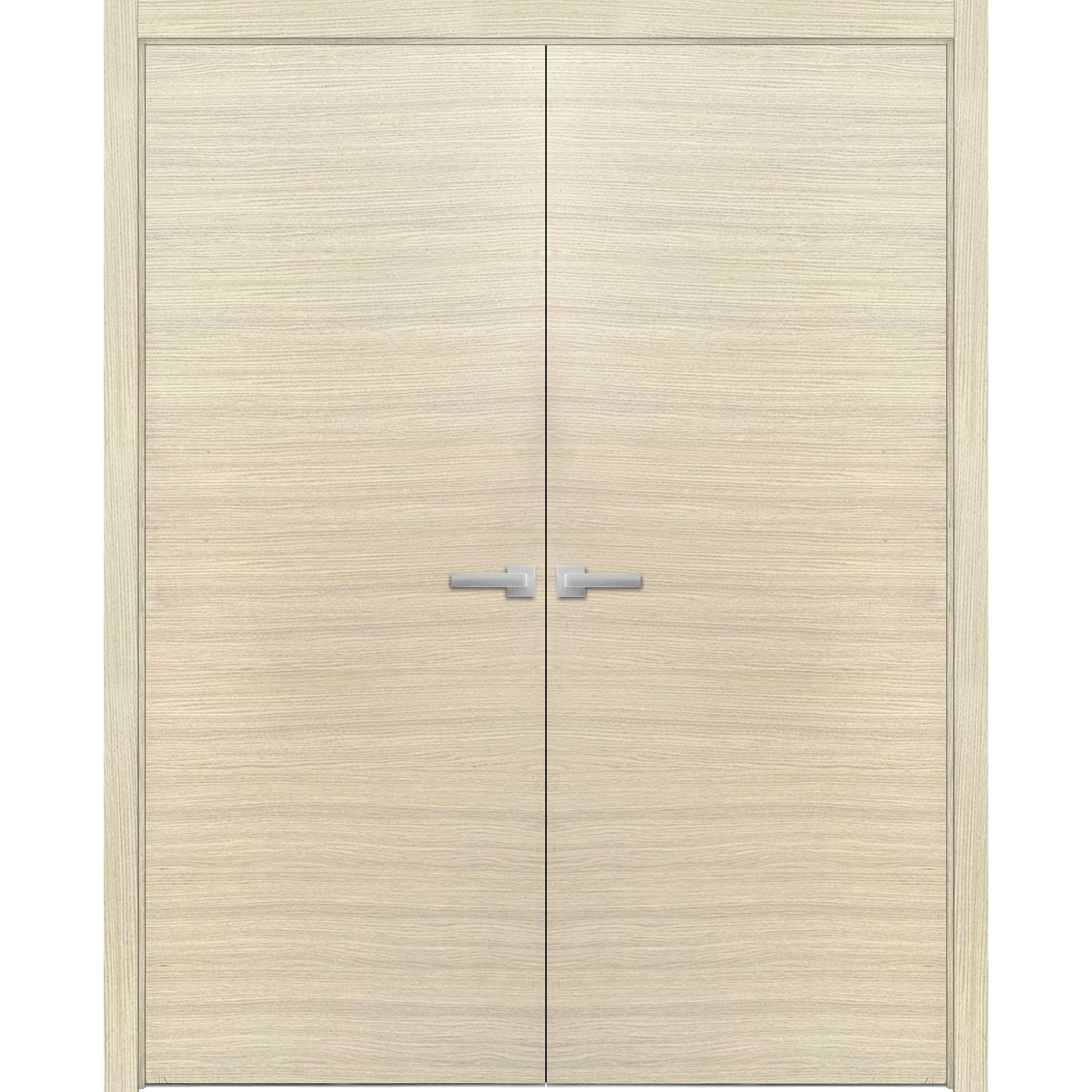 Solid French Double Doors 60 x 80 inches | Planum 0010 Natural Veneer ...