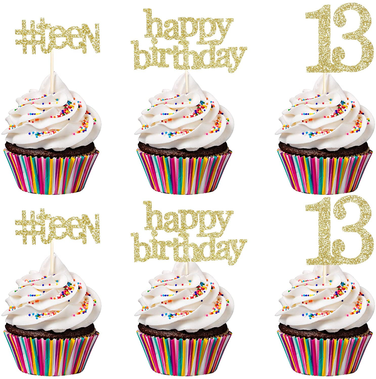 13th Birthday Cupcake ToppersHTOOQ Happy Birthday Teen 13 Cupcake ...