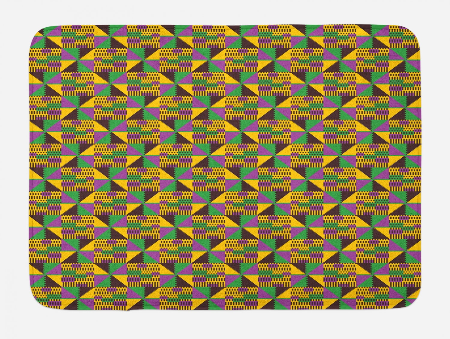 Kente Pattern Bath Mat, National Ethnic Pattern with Vintage Effect and ...