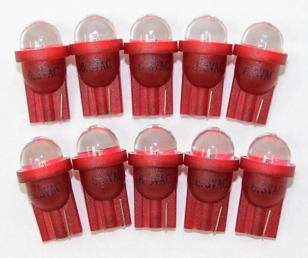 10 Pack Pinball replacement bulb LED 6.3 volt AC, 555 clear wedge base ...