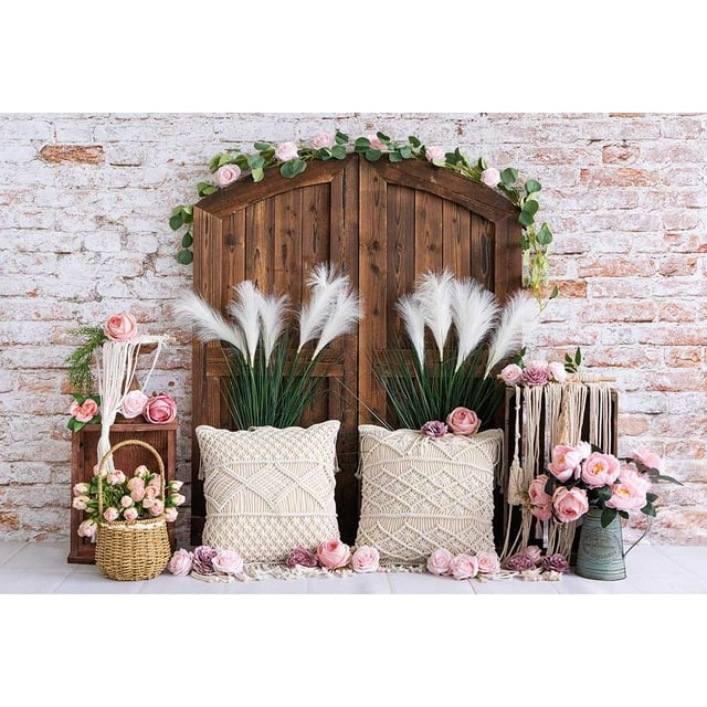 Kate 10x10ft Pink Rose Backdrops for Photoshoot Bohemian Pillows with ...