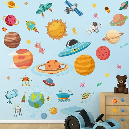 8 Sheets Planets in The Space Kids Wall Decals, Outer Space Planet Wall ...