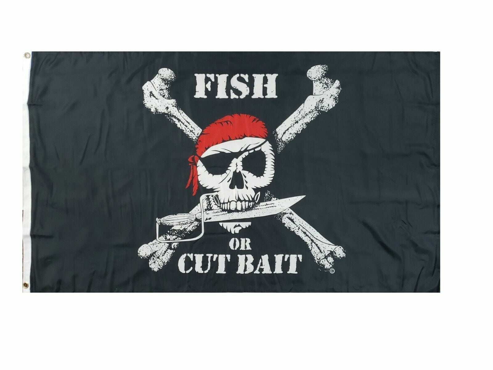 Fish or Cut Bait Pirate Flag 3x5ft Boat Flag Jolly Roger Flag Fishing ...