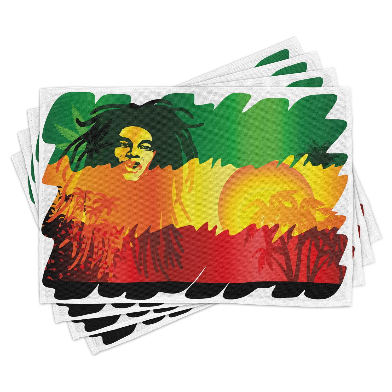 Rasta Placemats Set of 4 Iconic Reggae Music Singer Abstract Design ...