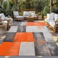 Abstract Graffiti Art Outdoor Rug, Orange Gary Color Stitching Non-Slip ...