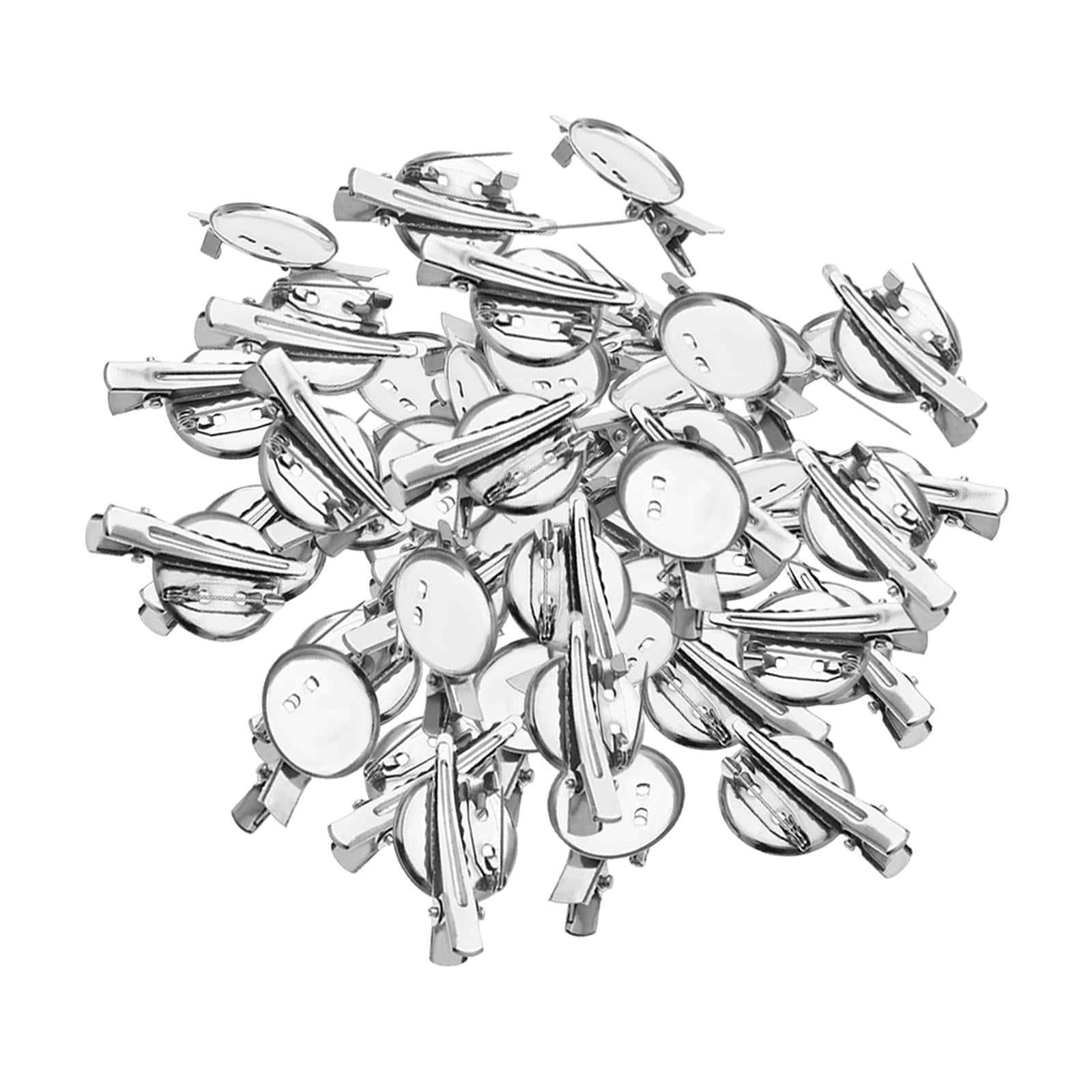 50x Brooch Blank Round Tray with Alligator Clip And Pin Fittings ...