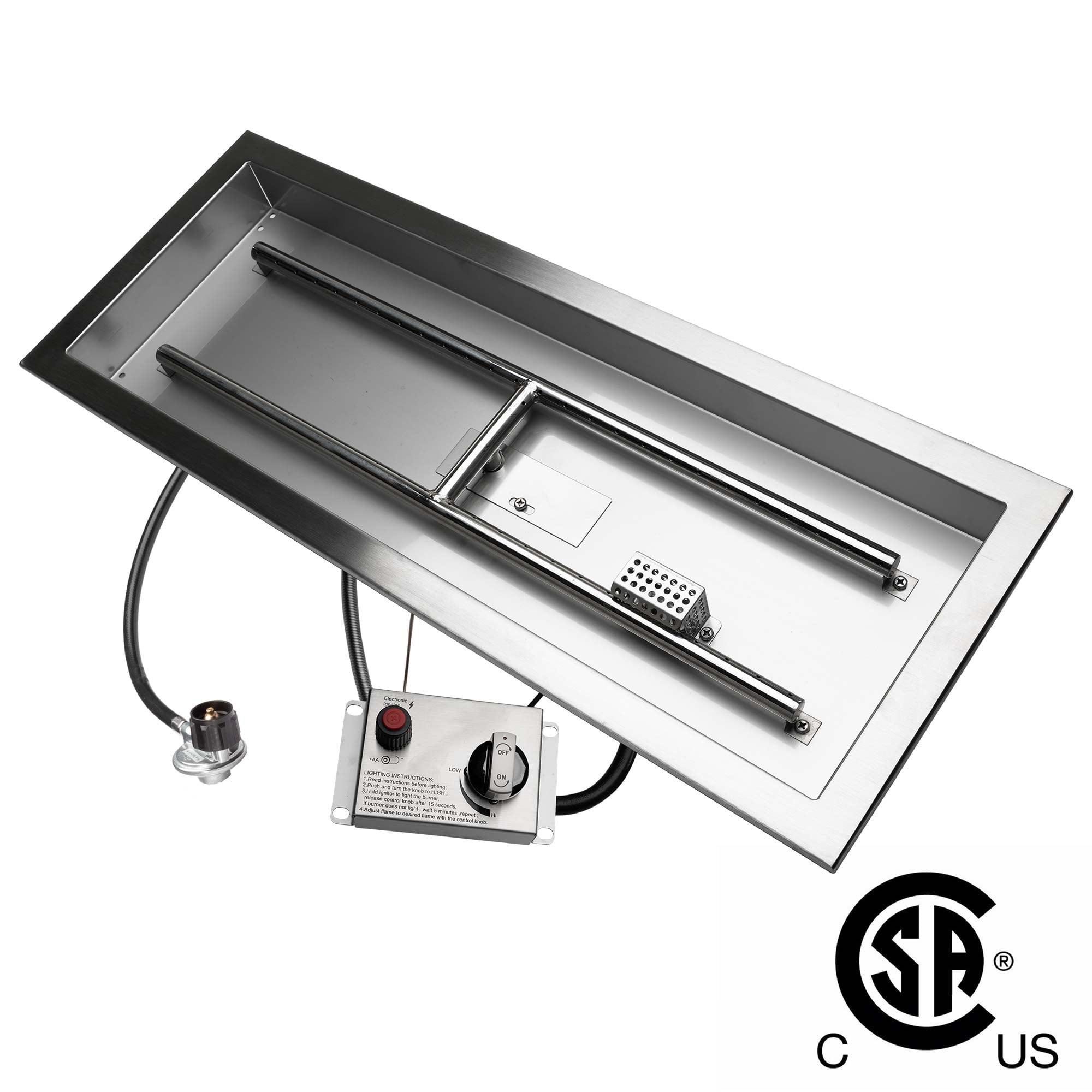 Celestial 30" x 10" CSA Certified Fire Pit Burner Kit, Stainless Steel ...