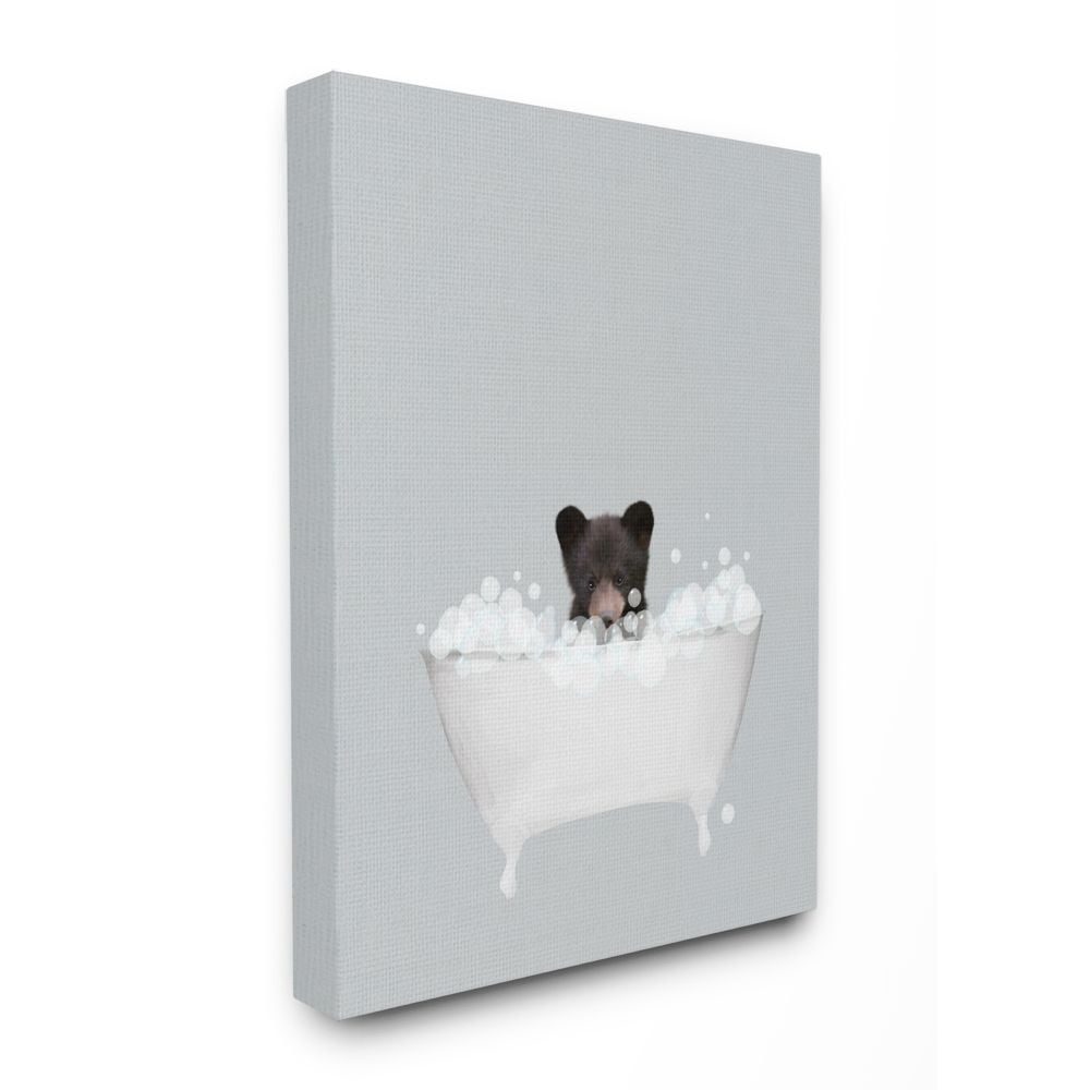 Stupell Industries Bear Blue Bath Cute Animal Design Canvas Wall Art by ...