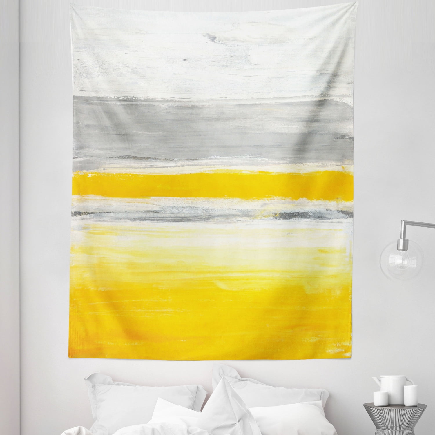 Yellow Tapestry, Watercolor Style Bicolor Abstract Art Design with ...
