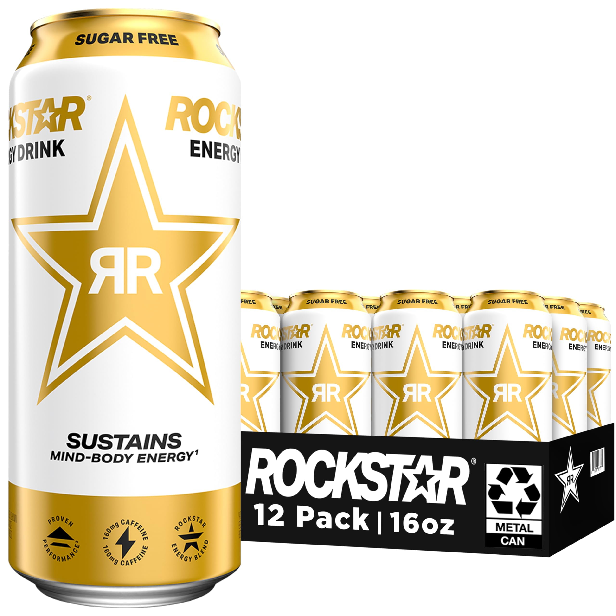 Rockstar Sugar Free Energy Drink, 16 Fl Oz Cans (Pack of 12) (Packaging ...