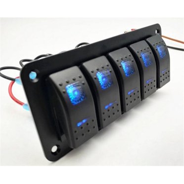 Nilight 6 Gang Rocker Switch Aluminum Panel Toggle Dash 5 Pin ON/Off ...