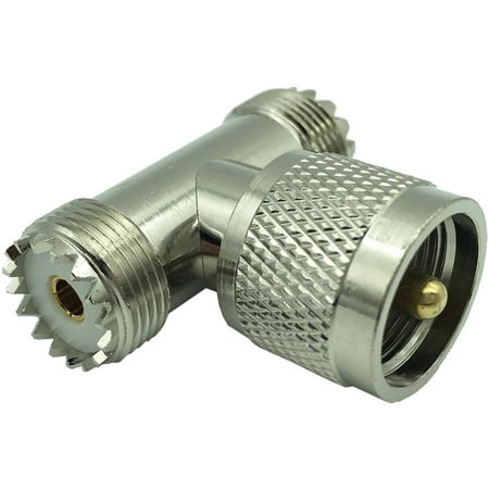 Sepeda PL259 to SO239 RF Coaxial Splitter Tee Connector,UHF Male PL-259 to Dual Female SO-239 T ...