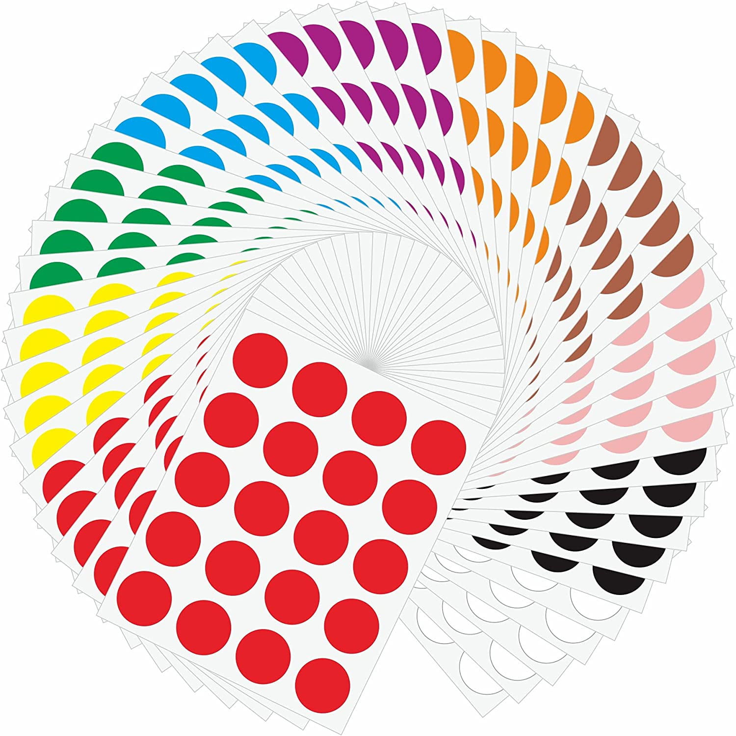 1000pcs Color Coding Dot Labels 3/4 inch Assorted Colors 20mm 50 Sheets ...