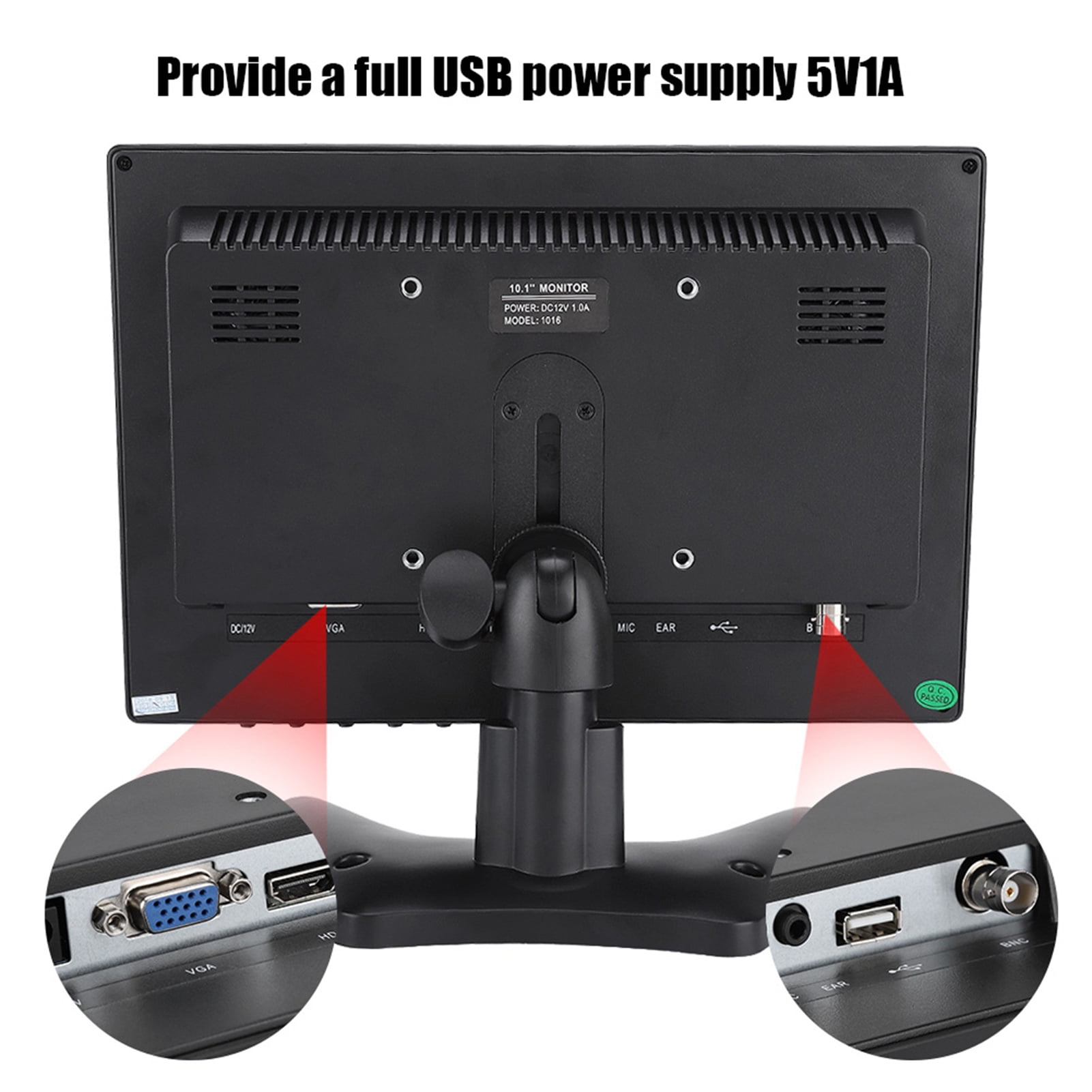 Pantalla LCD HD 1280x800 ANGGREK Monitor 10,1 pulgadas Cuatro Entradas ...