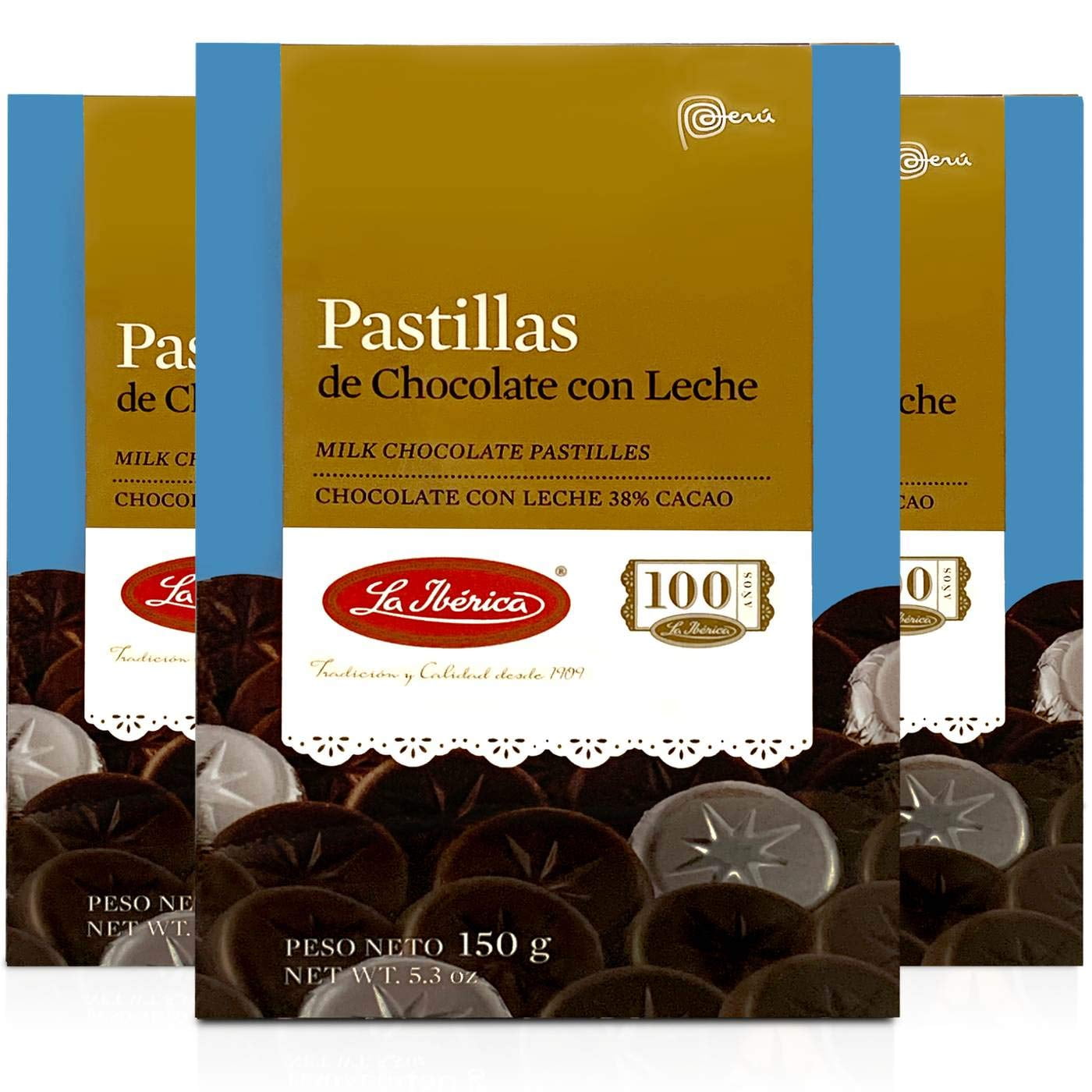 La Iberica Pastillas de Chocolate con Leche 38% Cacao Peruano 5.3 oz ...
