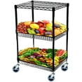 18" Deep x 24" Wide x 20" High 2 Tier Black Mobile Basket Unit ...