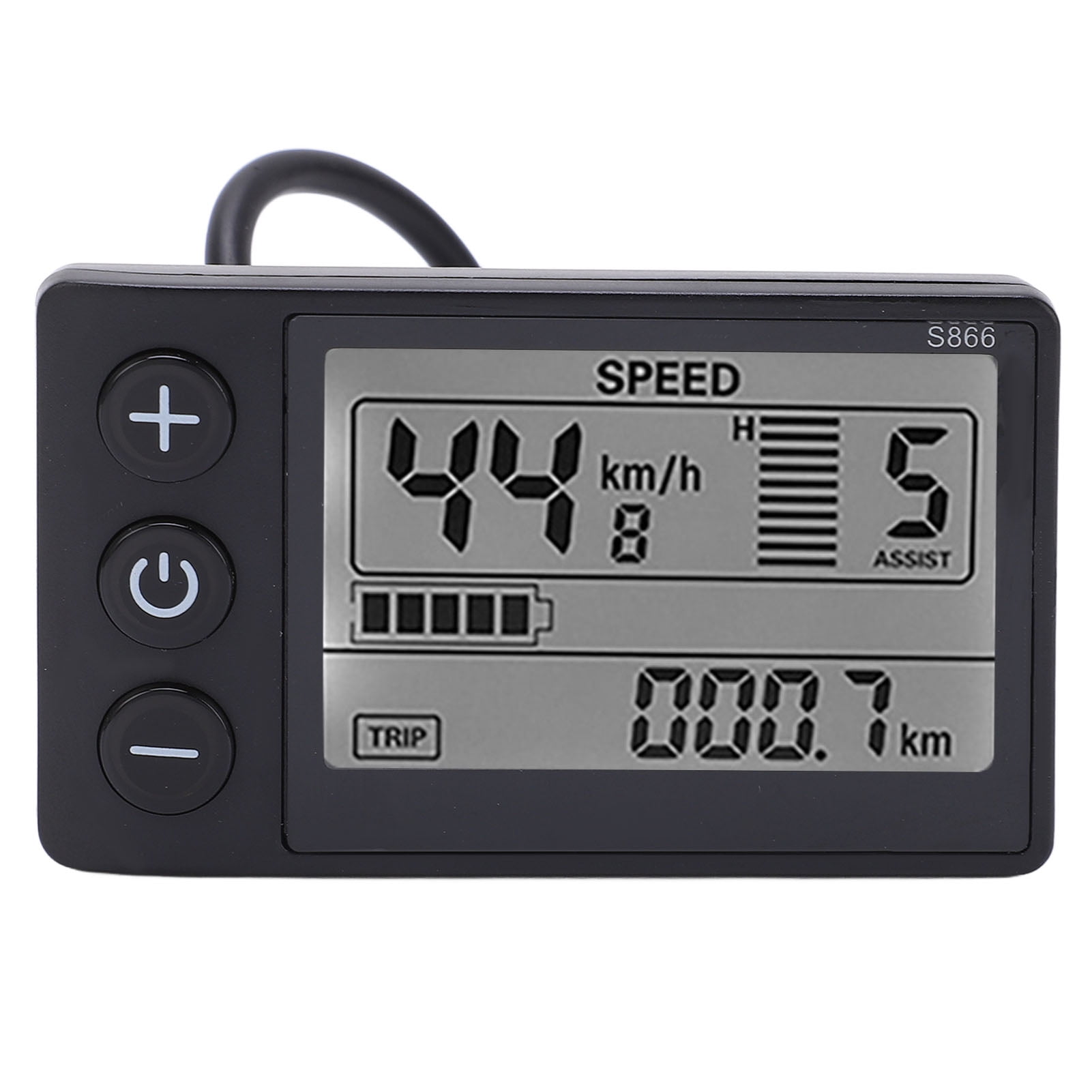 Ccdes Electric Bike Lcd Display Meter  Large Screen 24v 36v 48v Waterproof Plug Electric Bike Lcd Display For 22.2mm/0.9in Handlebar