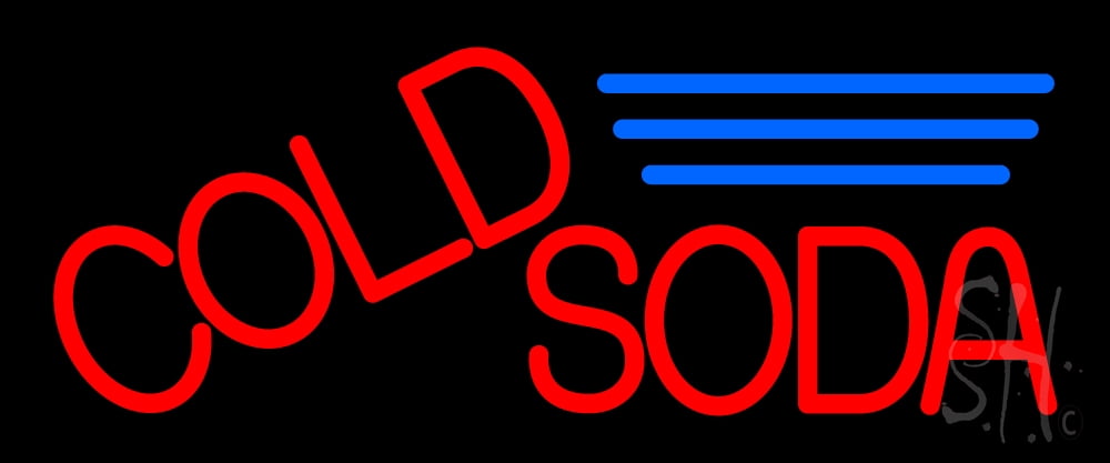 Red Cold Soda LED Neon Sign 10 x 24 - inches, Black Square Cut Acrylic ...