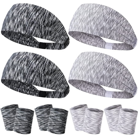12 Pieces Cooling Wristbands and Sweatbands Set 4 Pieces Wide Stretchy ...