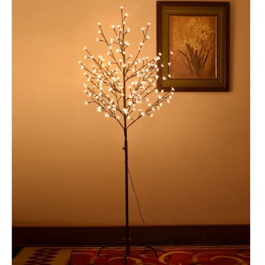 6' Enchanted Garden LED Lighted Cherry Blossom Flower Tree - Green ...