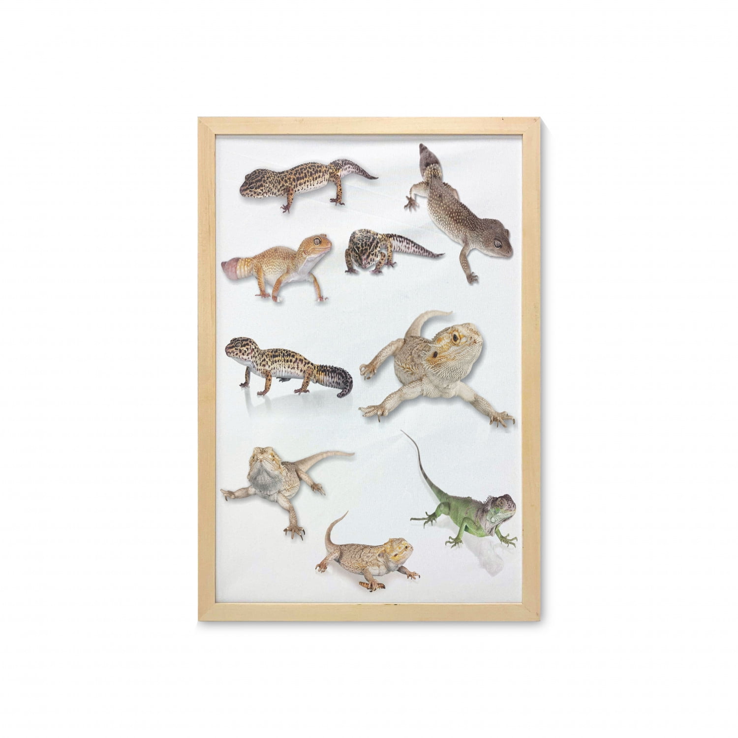 Reptile Wall Art with Frame, Colorful Staring Leopard Gecko Family ...
