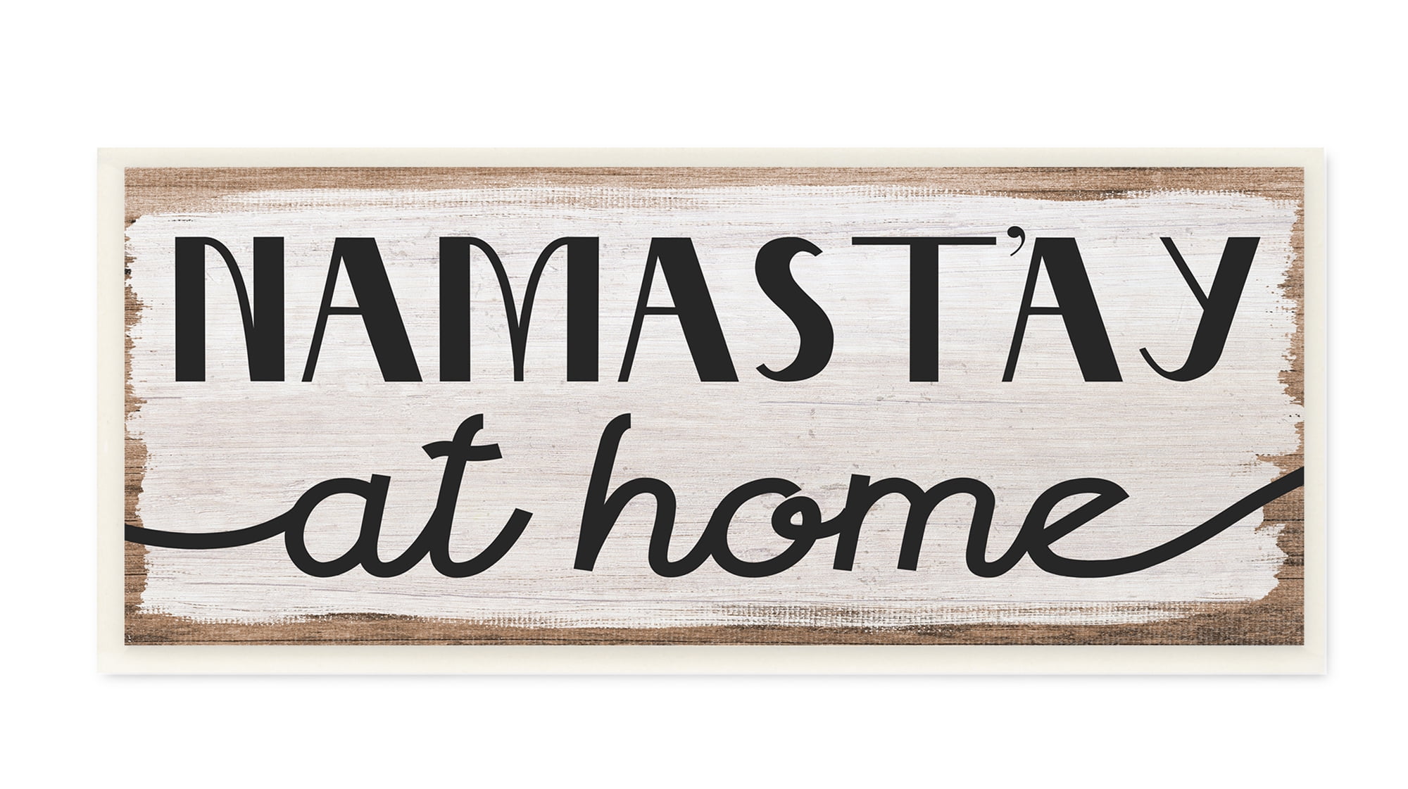 Namaste At Home Phrase Rustic Self-Care Pun 17 in x 7 in Framed Drawing ...