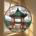 Cherry Blossom Pavilion Stained Glass Suncatcher – Asian Style Window ...