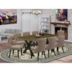 Birmingham 9-Piece Rustic Driftwood Finish Natural Oak Wood Dining Set ...