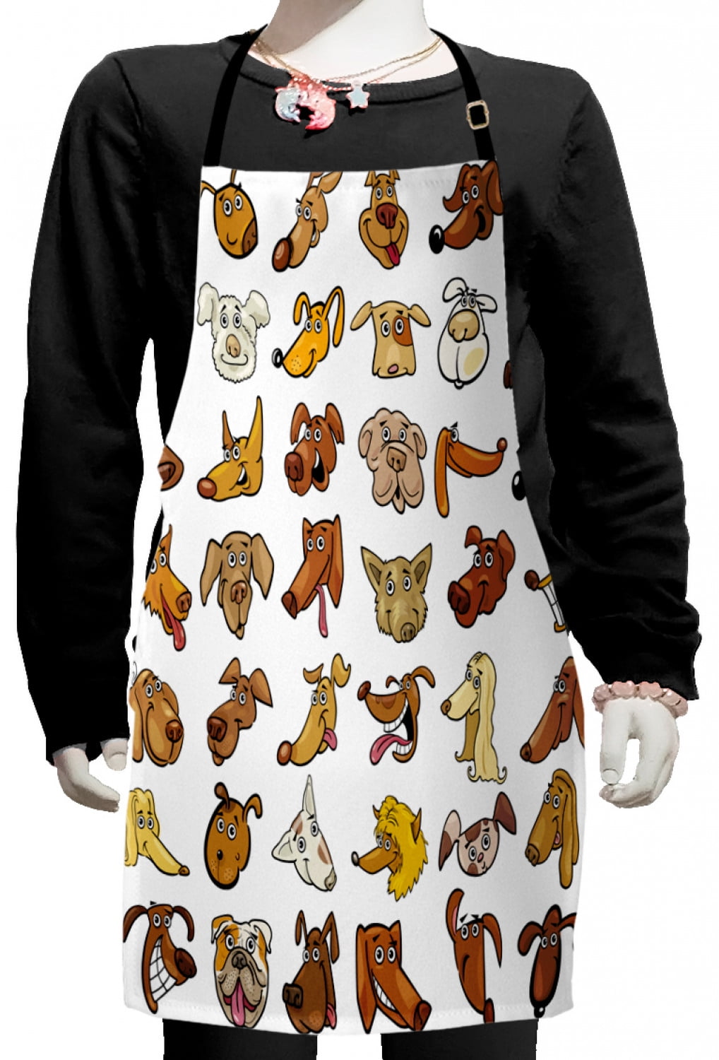 Dog Kids Apron, Composition of Different Funny Dog Heads Puppy Canin ...